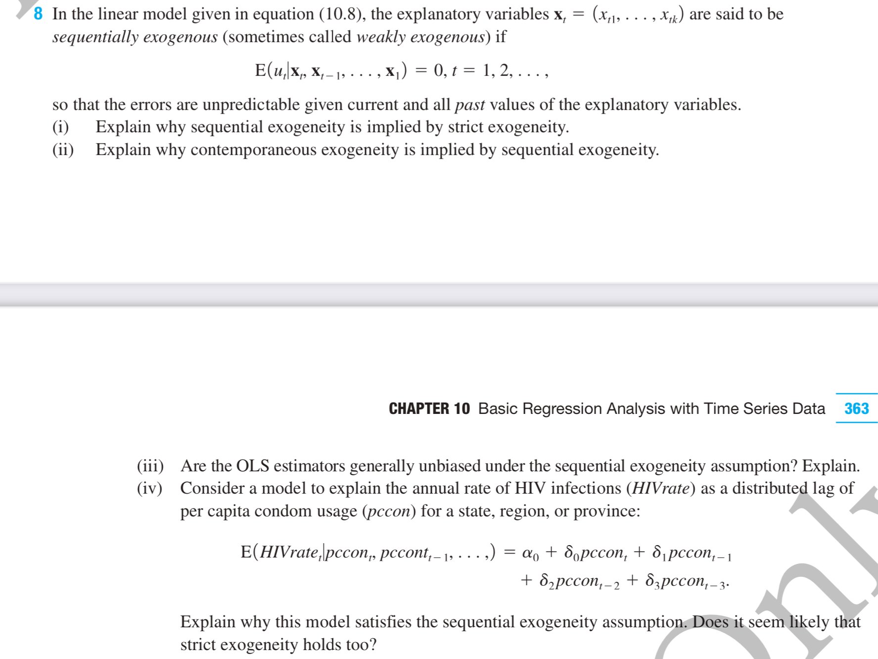 Solved 8 ﻿In the linear model given in equation (10.8), ﻿the | Chegg.com