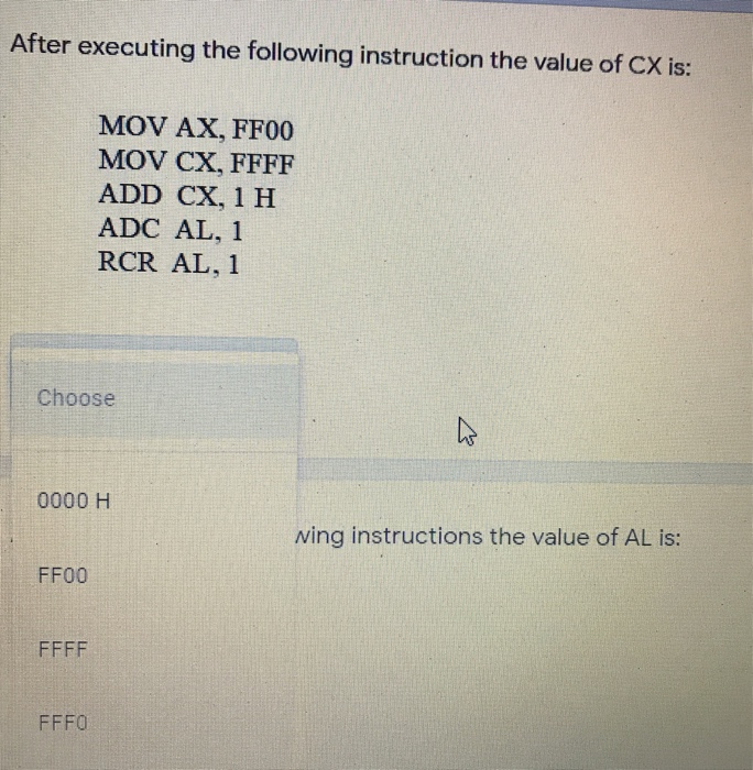 Solved After executing the following instruction the value | Chegg.com
