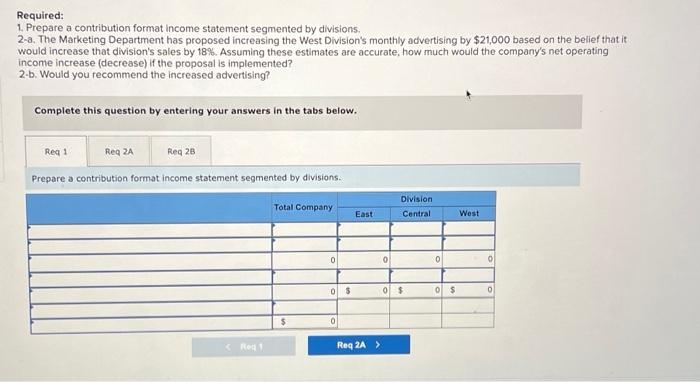 Solved Exercise 4-11 (Algo) Segmented Income Statement | Chegg.com