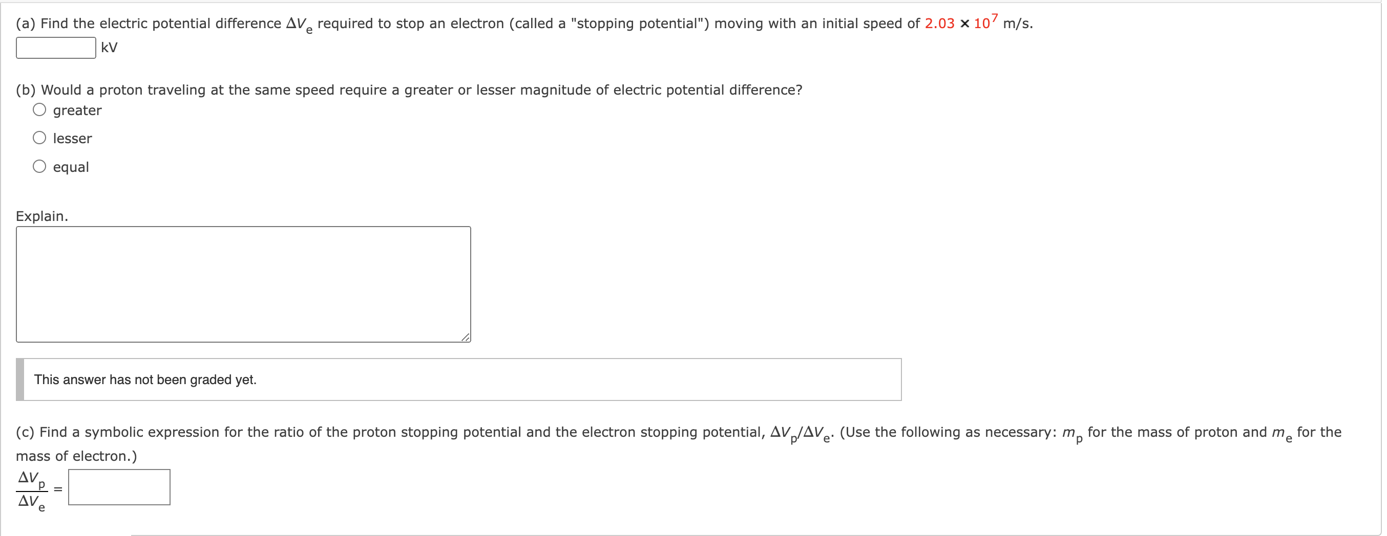 Solved A ﻿find The Electric Potential Difference Δve