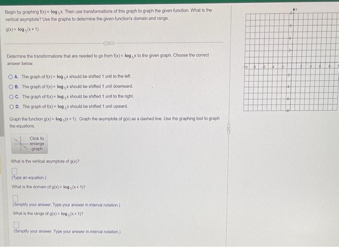 Solved Begin by graphing f(x)=log5x. Then use | Chegg.com