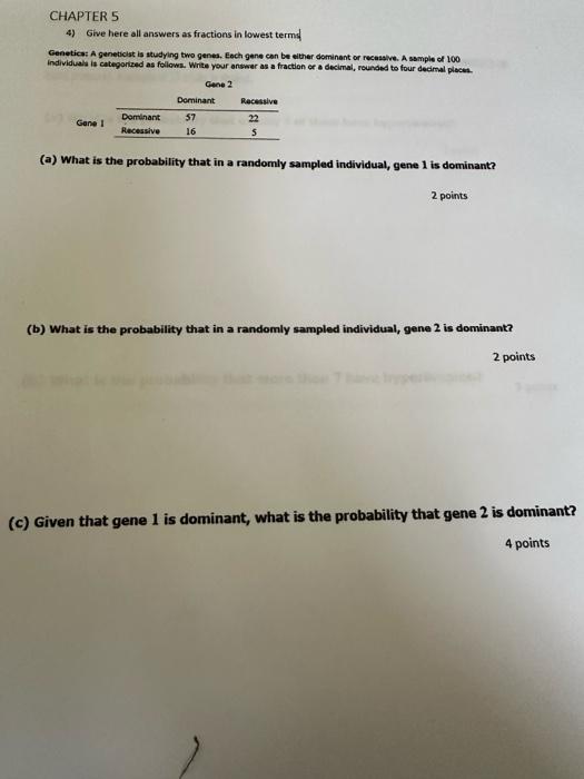 Solved CHAPTER 5 4) Give here all answers as fractions in | Chegg.com