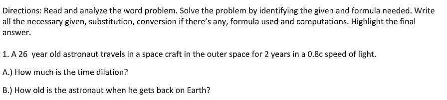 Solved Directions: Read and analyze the word problem. Solve | Chegg.com
