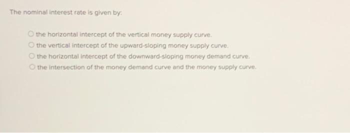 Solved The nominal interest rate is given by: the horizontal | Chegg.com