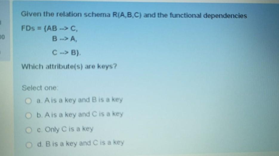 Solved Consider the following relational schema R(A,B,C,D,E) | Chegg.com