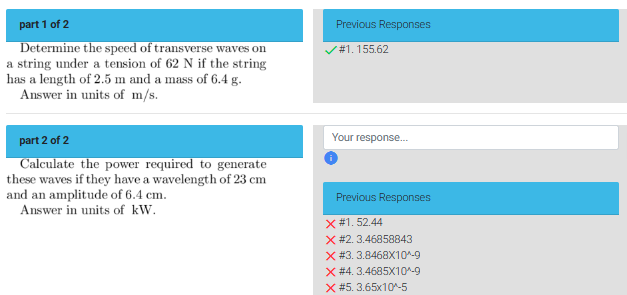 Solved part 1 ﻿of 2Determine the speed of transverse waves | Chegg.com