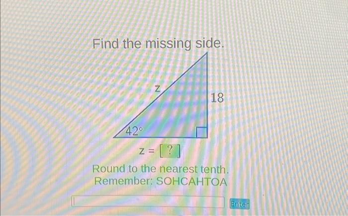 Solved Find the missing side. z= Round to the nearest tenth. | Chegg.com