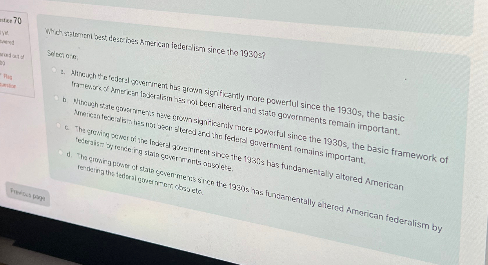 Solved Which statement best describes American federalism | Chegg.com