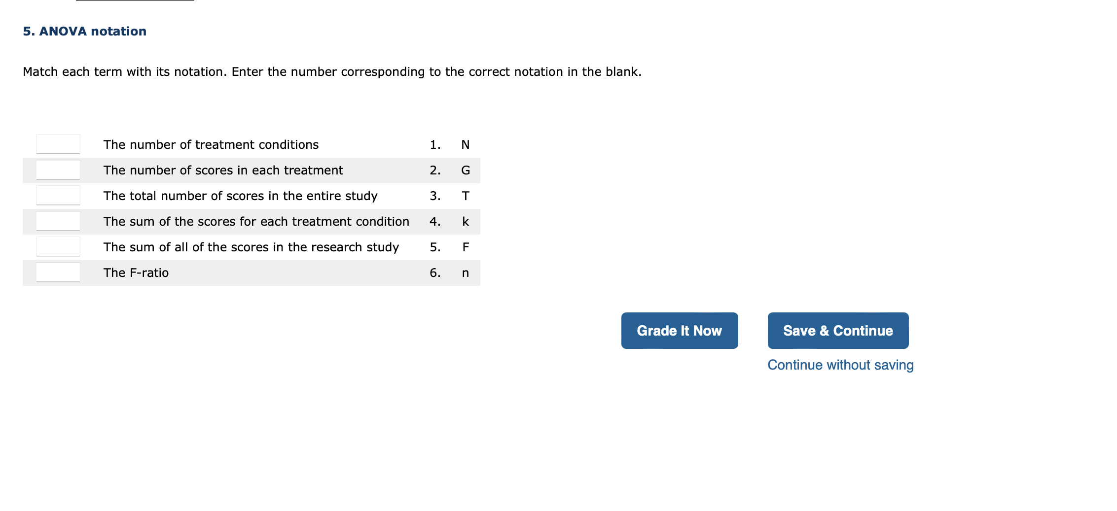 Solved ANOVA notationMatch each term with its notation. | Chegg.com