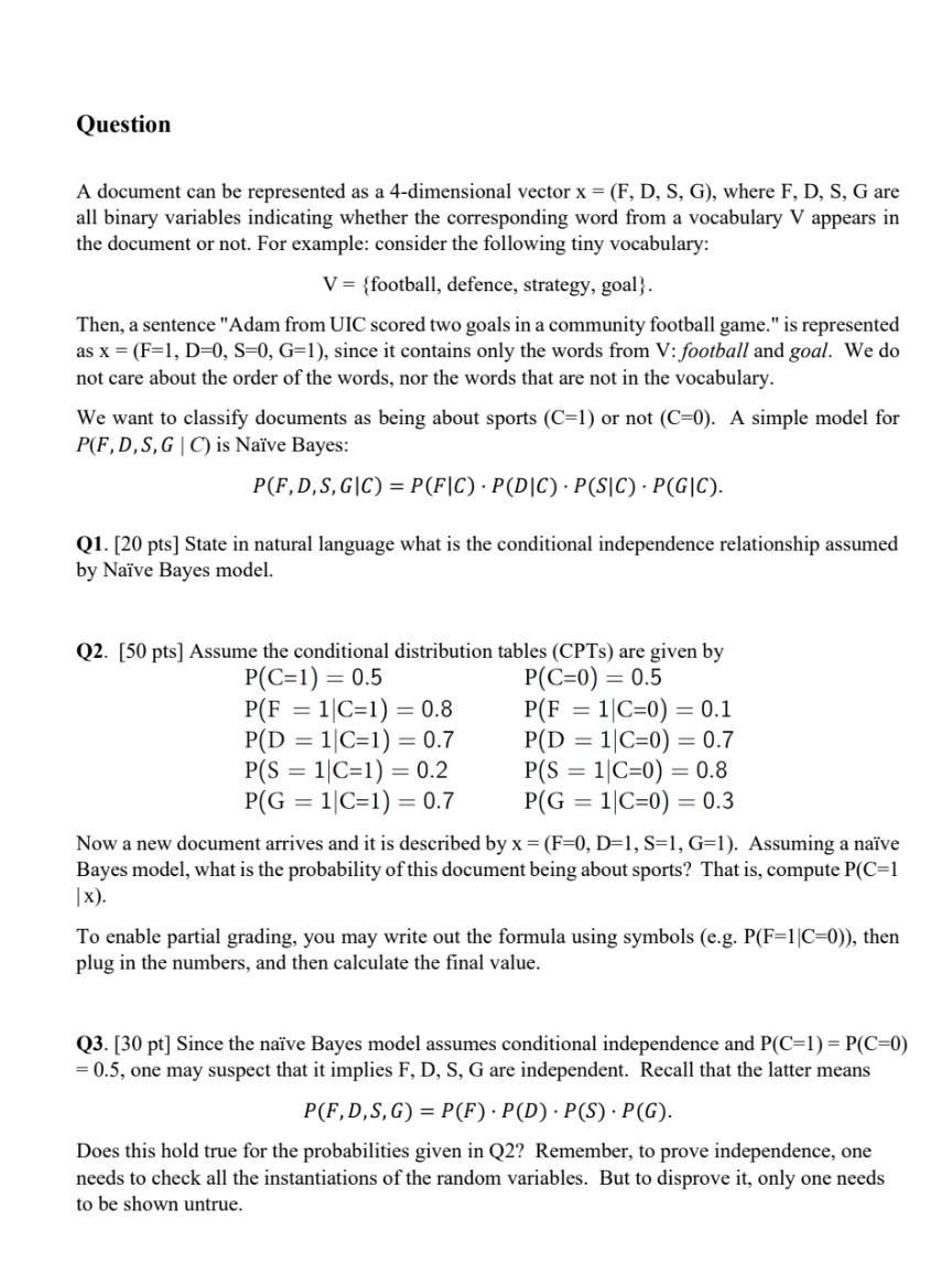 Solved A document can be represented as a 4-dimensional | Chegg.com