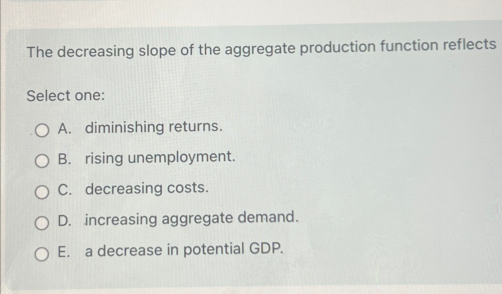 Solved The decreasing slope of the aggregate production | Chegg.com