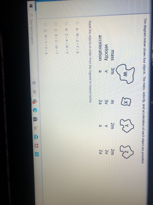 Solved The diagram below shows four objects. The mass, | Chegg.com