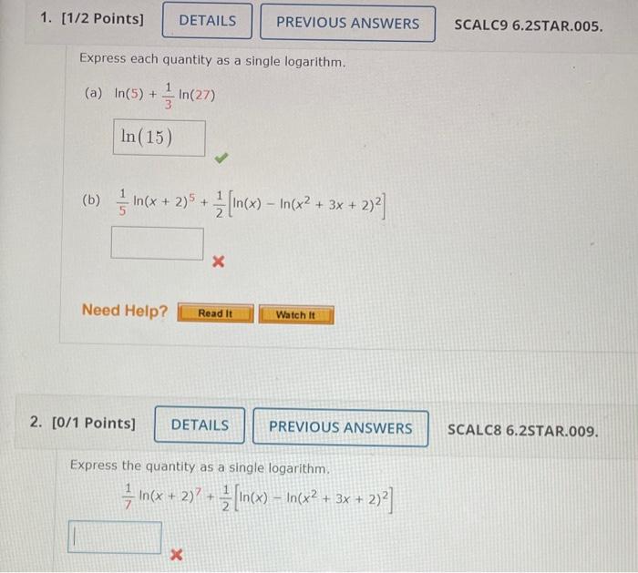 Solved Express each quantity as a single logarithm. (a) | Chegg.com