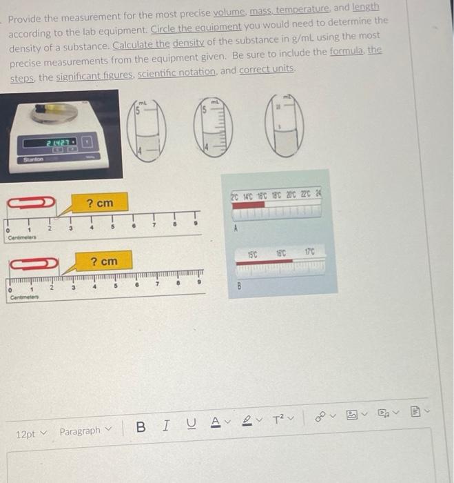 Solved Provide the measurement for the most precise volume, | Chegg.com