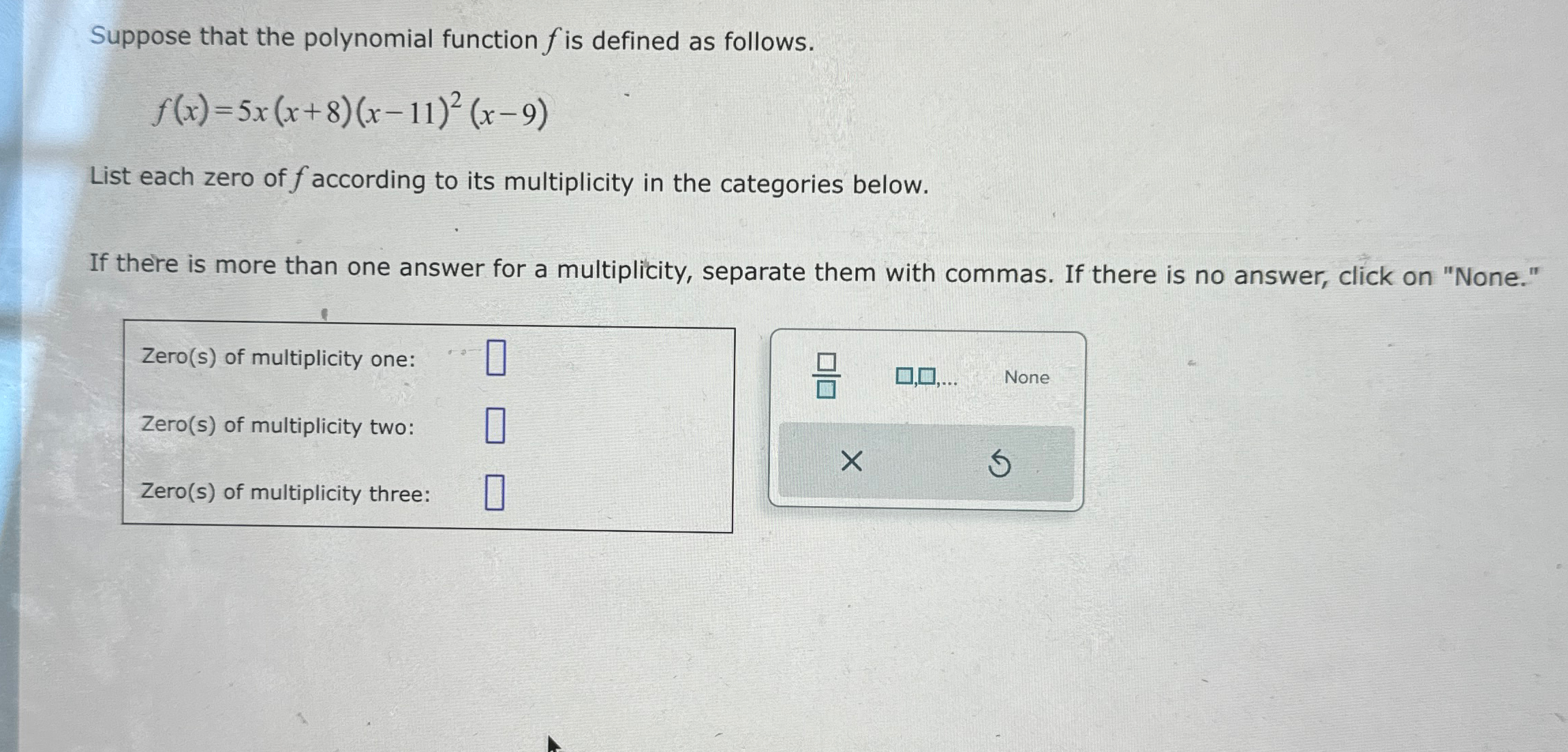 Solved Suppose that the polynomial function f ﻿is defined as | Chegg.com