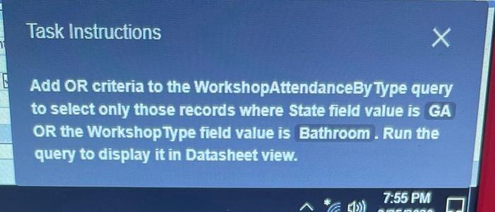 Solved Task Instructions Add OR criteria to the | Chegg.com