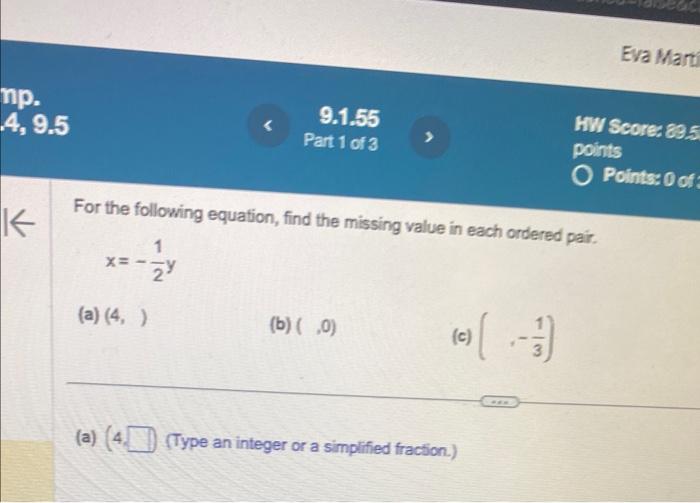 Solved For the following equation, find the missing value in | Chegg.com