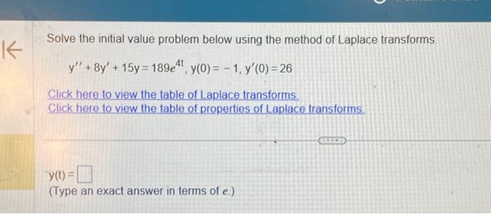 Solved Solve the initial value problem below using the | Chegg.com