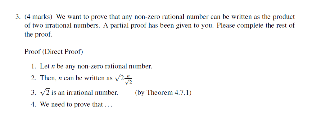 Solved (4 ﻿marks) ﻿We want to prove that any non-zero | Chegg.com
