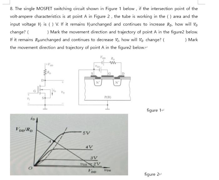 Solved 8. The single MOSFET switching circuit shown in | Chegg.com