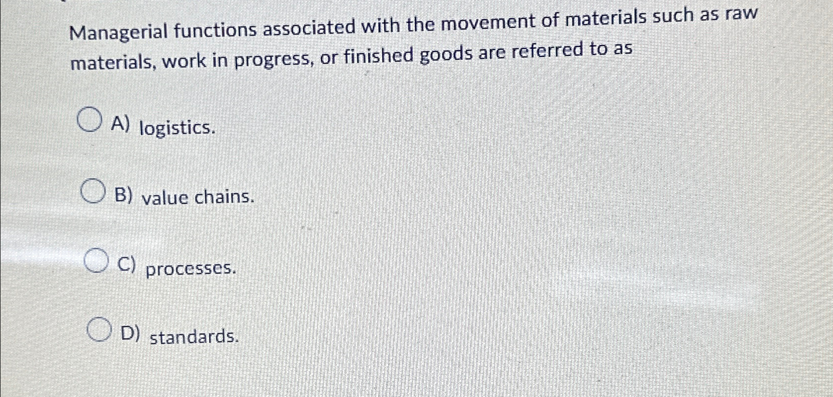 Solved Managerial functions associated with the movement of | Chegg.com