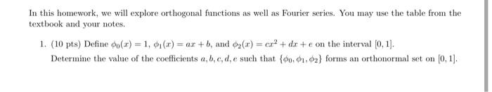 Solved In this homework, we will explore orthogonal | Chegg.com
