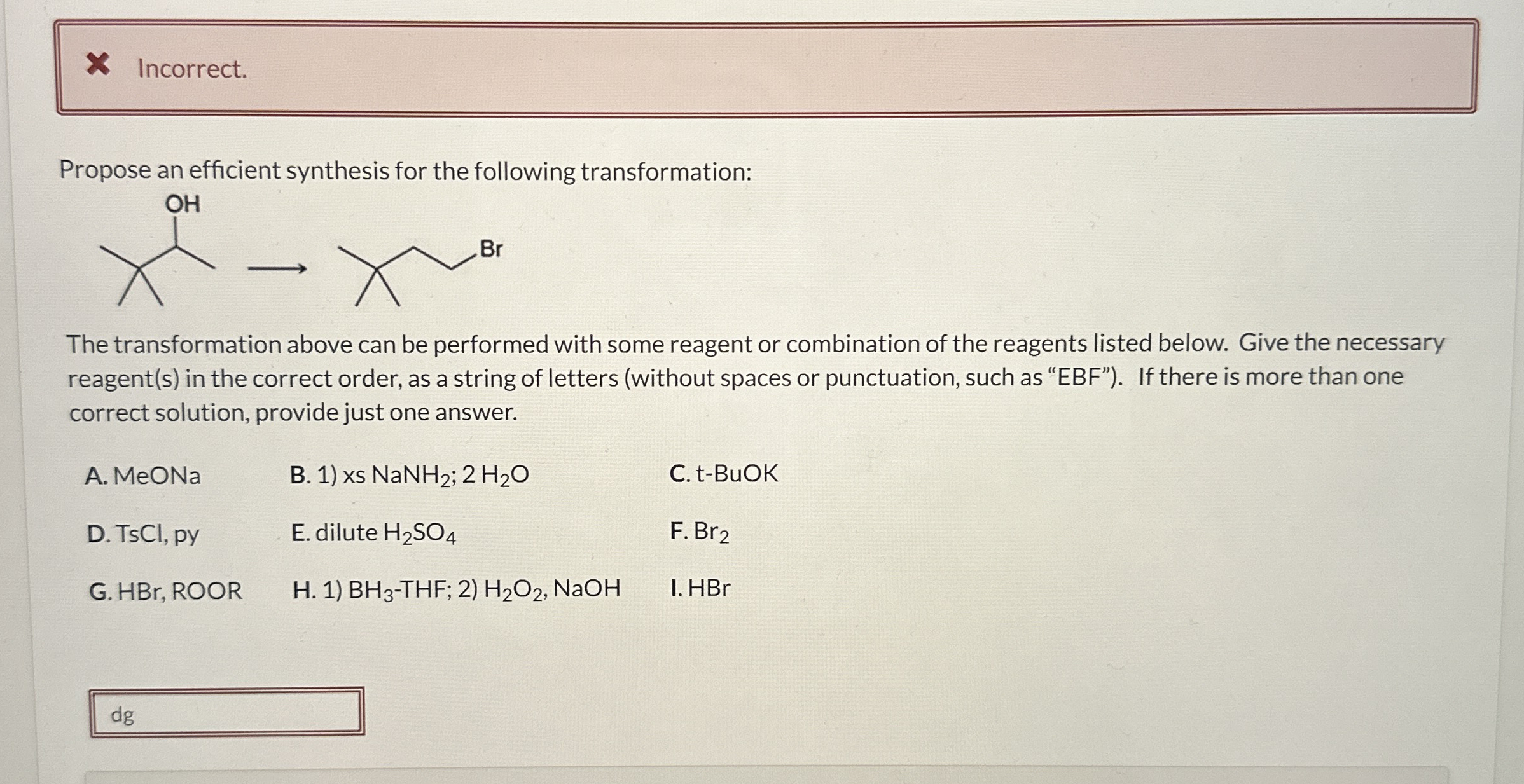 Solved Incorrect.Propose an efficient synthesis for the | Chegg.com