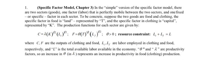 Solved 1 (Specific Factor Model, Chapter 3) In the simple" | Chegg.com
