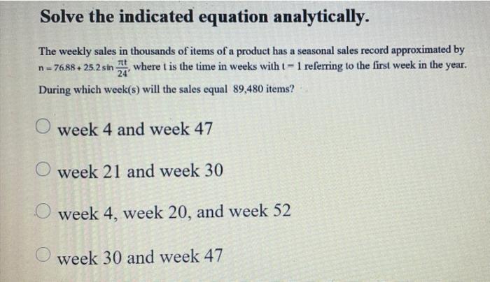 Solved Solve the given trigonometric equation analytically | Chegg.com