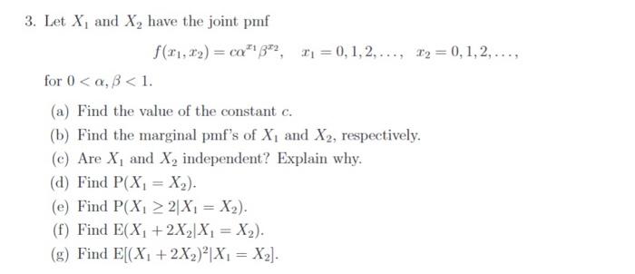 Solved 3. Let X1 and X2 have the joint pmf | Chegg.com