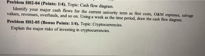 Solved Problem H02-04 (Points: 1/4). Topic: Cash flow | Chegg.com