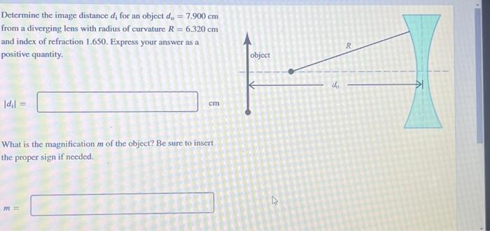 Solved Determine the image distance di for an object | Chegg.com