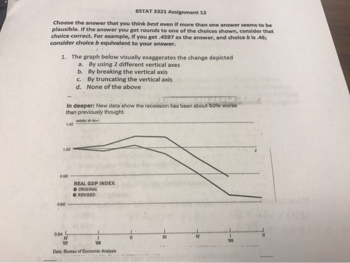Solved BSTAT 3321 Assignment 12 Choose the answer that you | Chegg.com