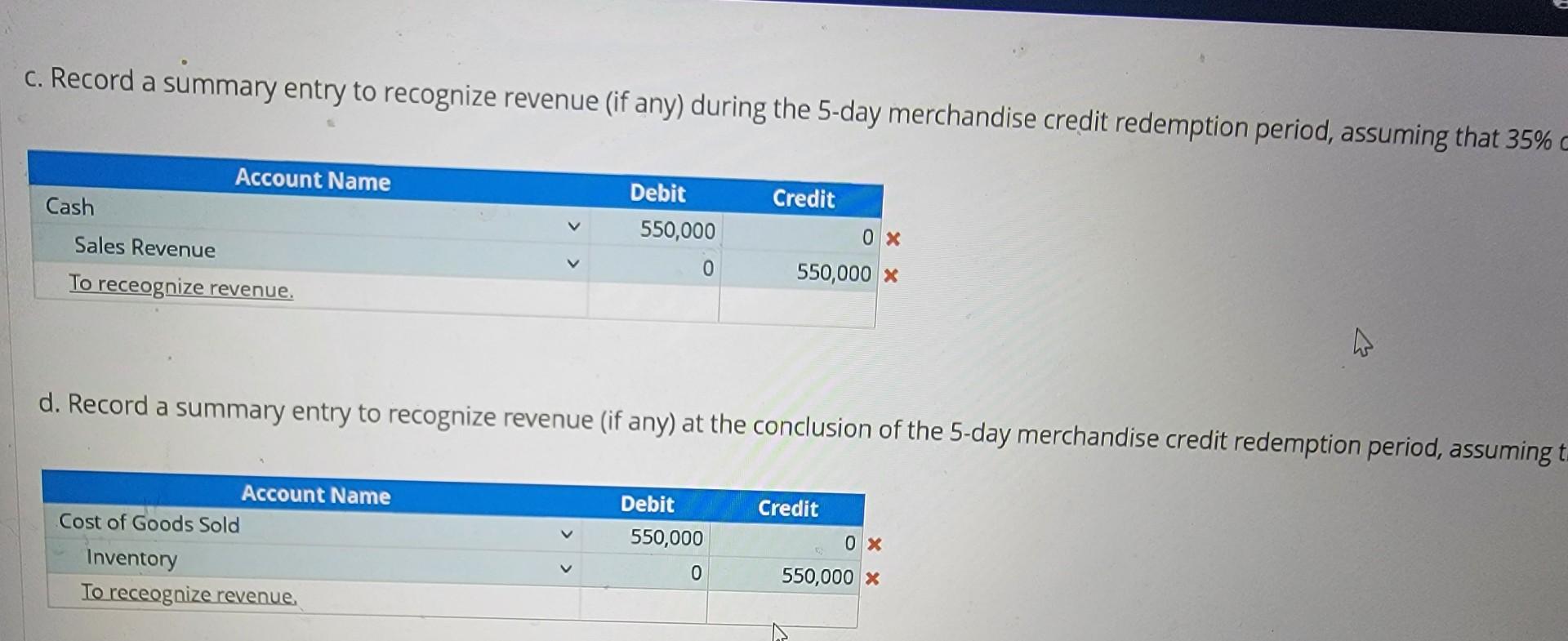 Solved c. Record a summary entry to recognize revenue (if | Chegg.com
