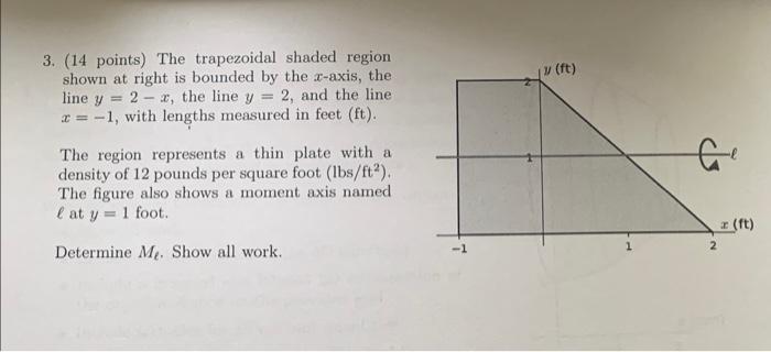 3. (14 points) The trapezoidal shaded region shown at | Chegg.com