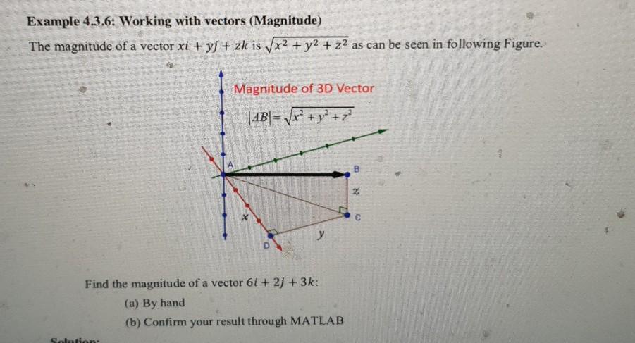 Solved Example 4.3.6: Working with vectors (Magnitude) The | Chegg.com