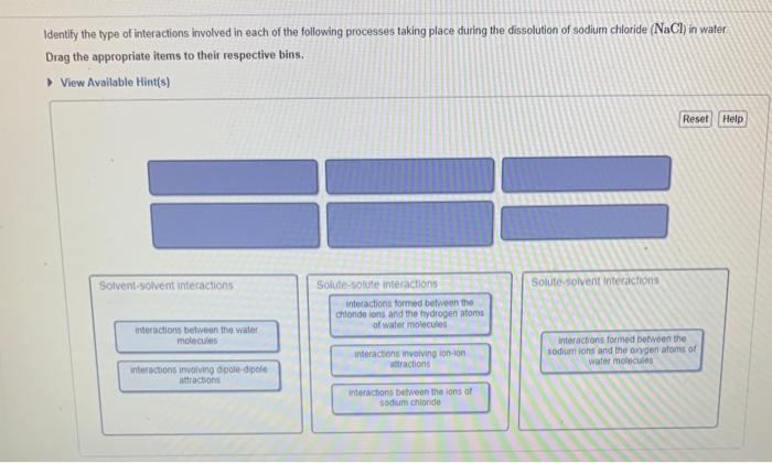 Identify the type of interactions involved in each of | Chegg.com