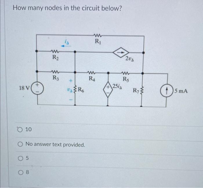 Solved How many nodes in the circuit below? 10 No answer | Chegg.com