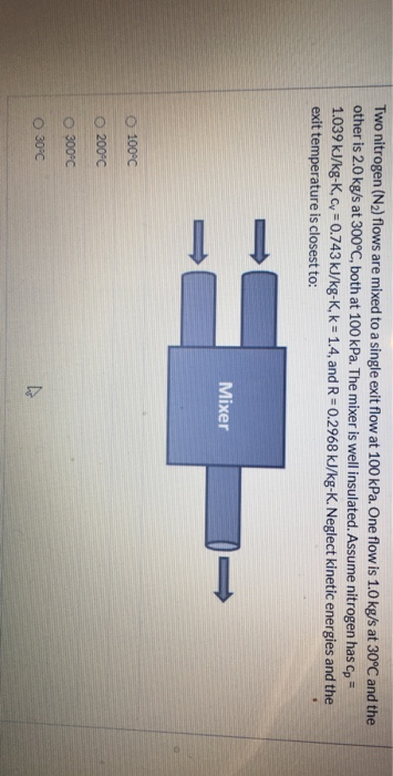 Solved Two nitrogen (N2) flows are mixed to a single exit | Chegg.com