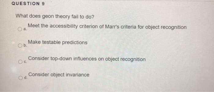 Solved QUESTION 7 According to the geon theory of object | Chegg.com
