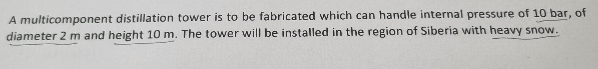 Solved A multicomponent distillation tower is to be | Chegg.com
