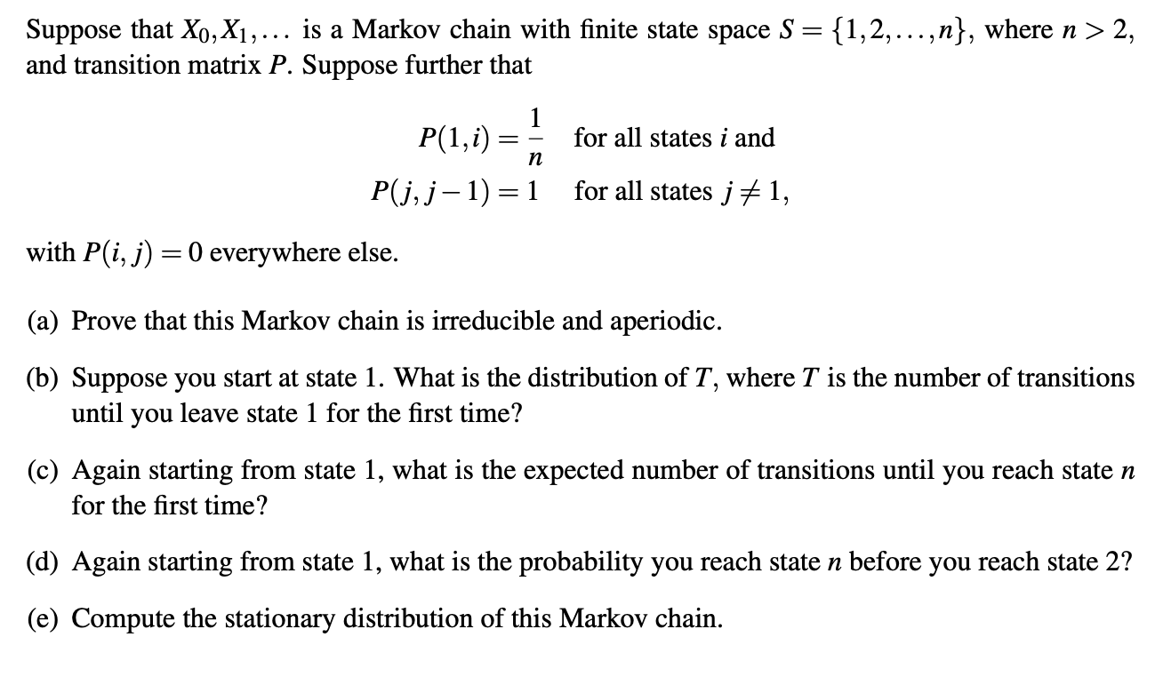 Solved Suppose that x0,x1,dots is a Markov chain with finite | Chegg.com