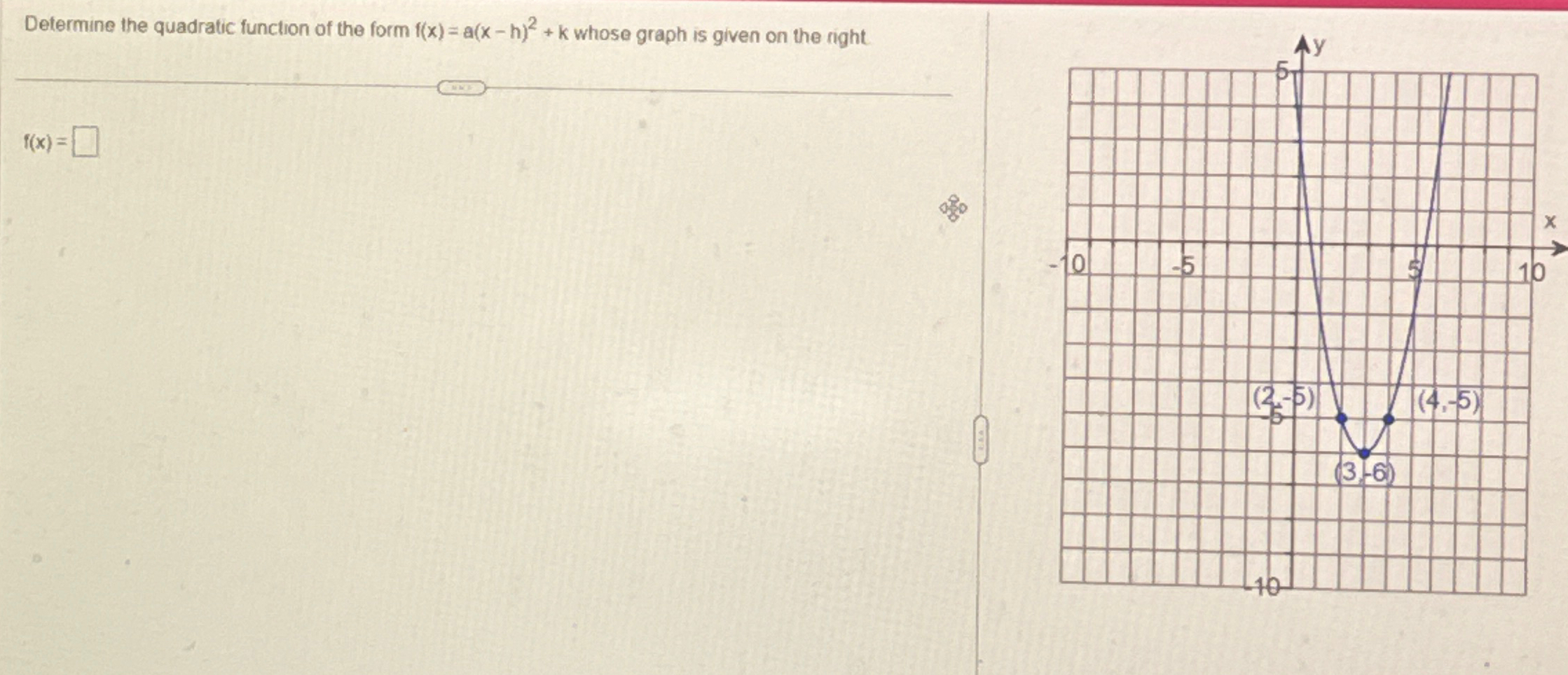 Solved Determine the quadratic function of the form | Chegg.com