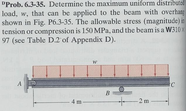 Solved Determine the maximum uniform distributed load, w, | Chegg.com