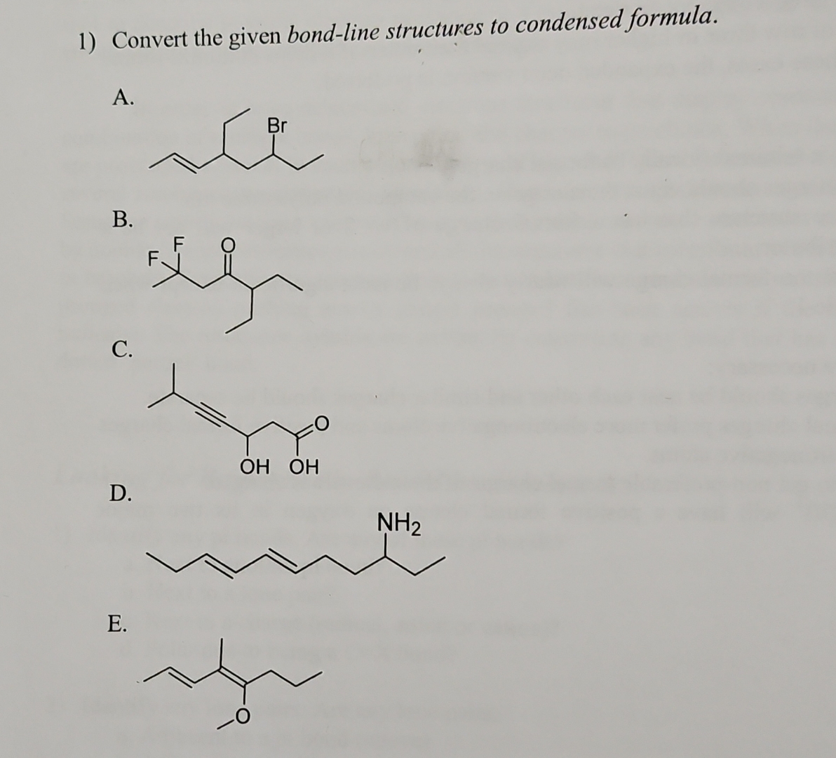 Solved Convert the given bond-line structures to condensed | Chegg.com