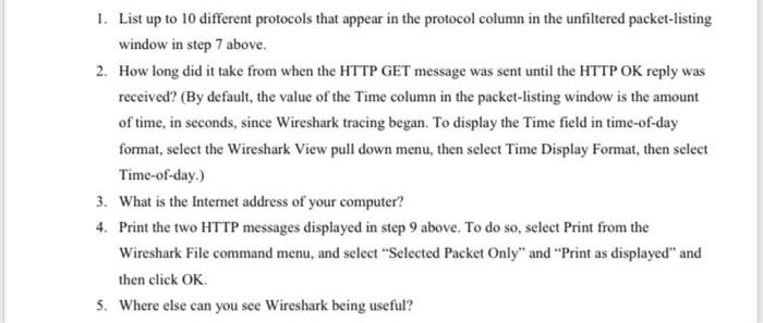 Solved 1. List up to 10 different protocols that appear in | Chegg.com