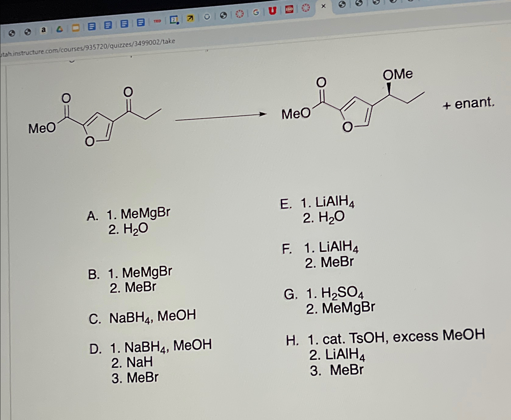 Solved A. 1. ﻿MeMgBrE. 1. LiAlH42. H2O2. H2OB. 1. | Chegg.com