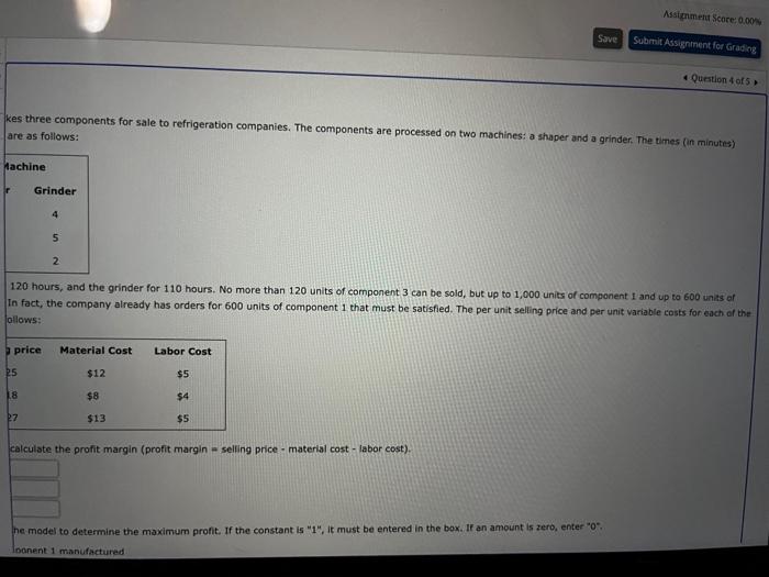 Solved Save Submit Assignment for Grading Question 4 of 5 | Chegg.com