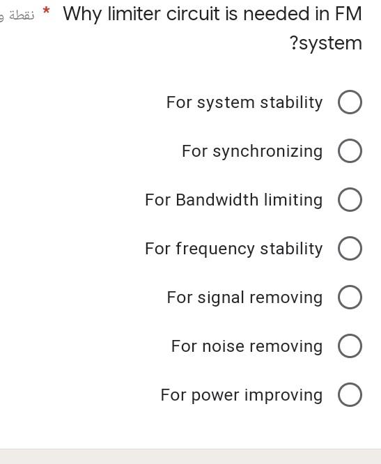Solved e نقطة * Why limiter circuit is needed in FM ?system | Chegg.com