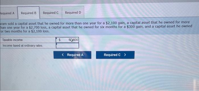 Solved Aram's taxable income before considering capital | Chegg.com